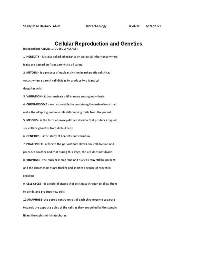 Cellular Reproduction and Genetics | PDF | Social Science | Science ...