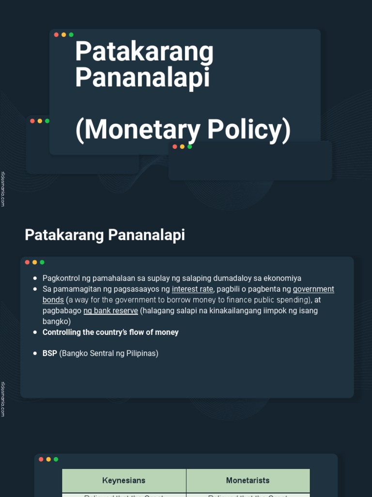 Kahulugan NG Patakarang Pananalapi | PDF