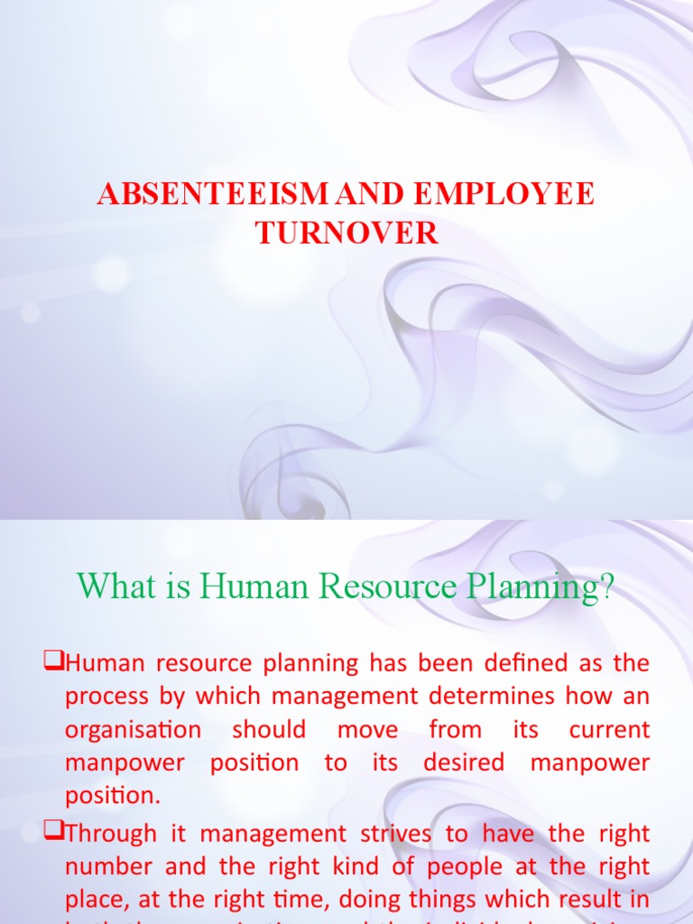 Absenteeism and Employee Turnover | PDF