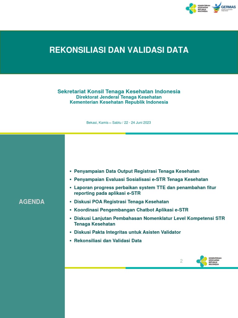 Bahan Paparan Rekonsiliasi Dan Validasi Data 22-24 Juni 2023 | PDF