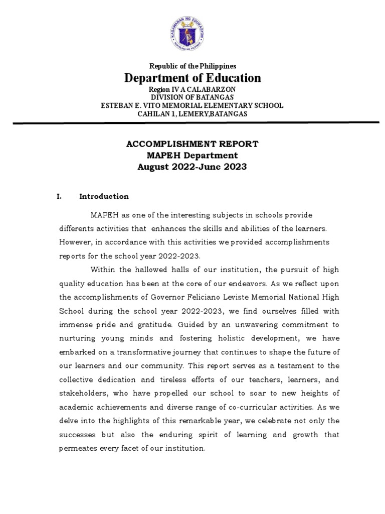 ACCOMPLISHMENT-REPORT-2022-2023 | PDF