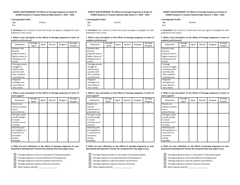 Survey Questionnaire | PDF