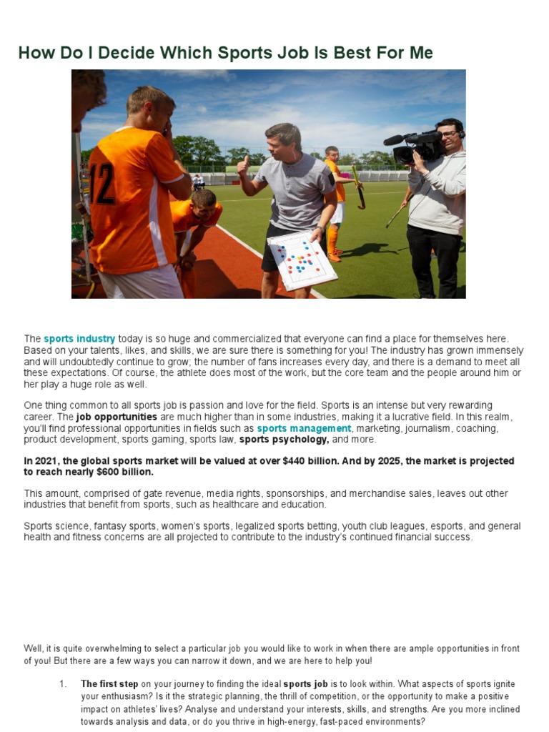 How Do I Decide Which Sports Job Is Best For Me | PDF | Career & Growth