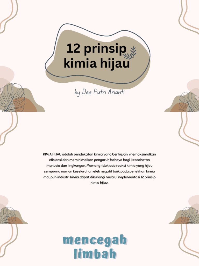 12 Prinsip Kimia Hijau (Dea Putri Arianti Ex7) | PDF