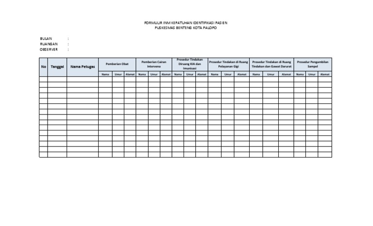 Formulir Ceklis Identifikasi Pasien | PDF