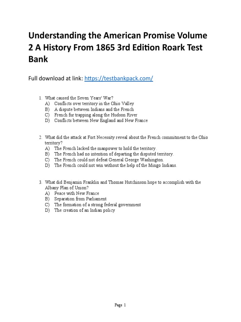 Understanding The American Promise Volume 2 A History From 1865 3rd ...