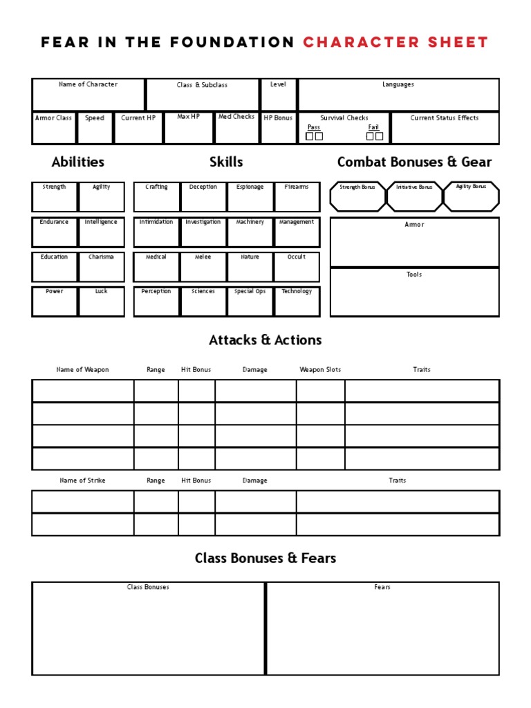 FITF 1.7 - Character Sheet | PDF