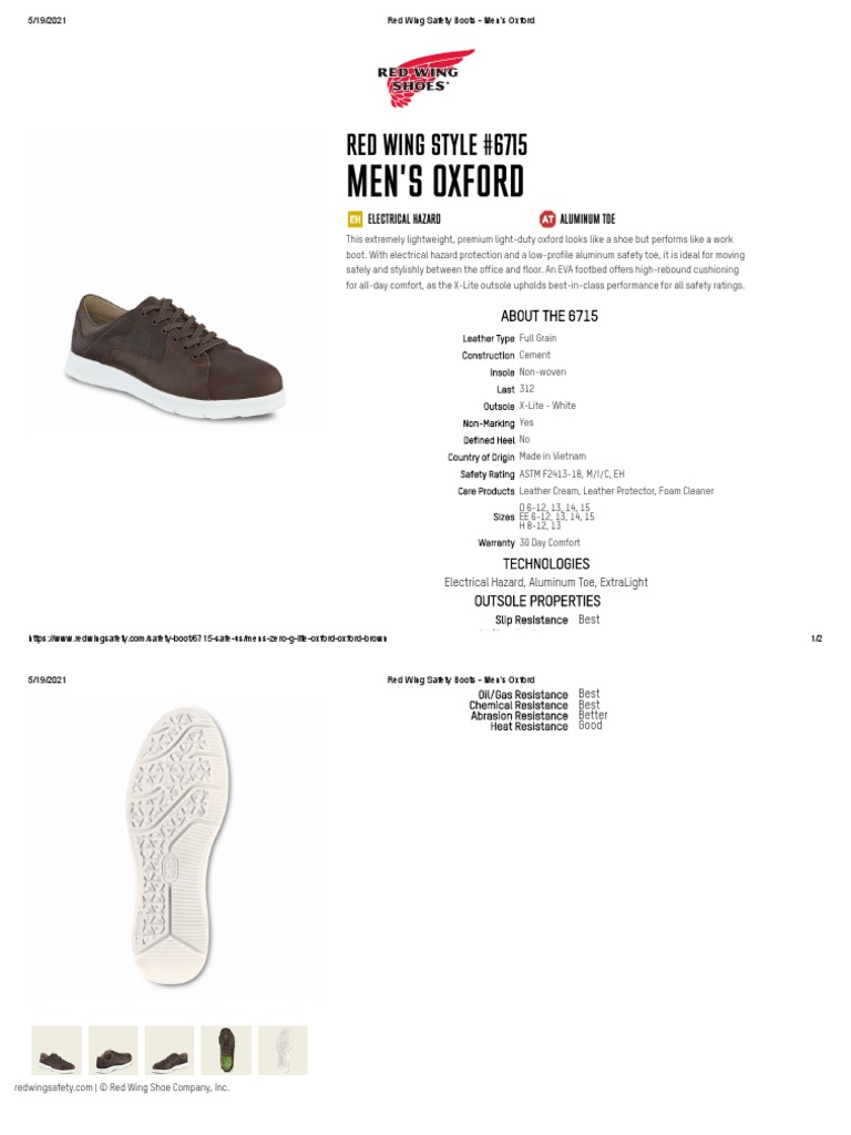 Red Wing Men's Oxford Safety Boots | PDF