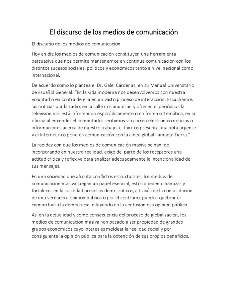 Tema 7 El Discurso de Los Medios de Comunicación | Descargar gratis PDF ... Tema 7 El Discurso de Los Medios de Comunicación | Descargar gratis PDF ...