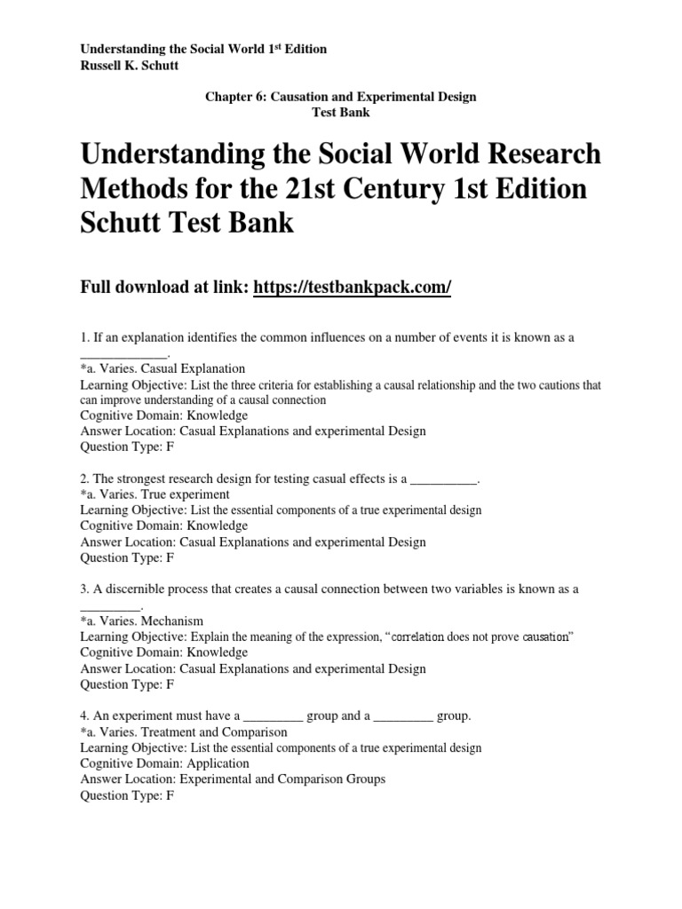 Understanding The Social World Research Methods For The 21st Century ...