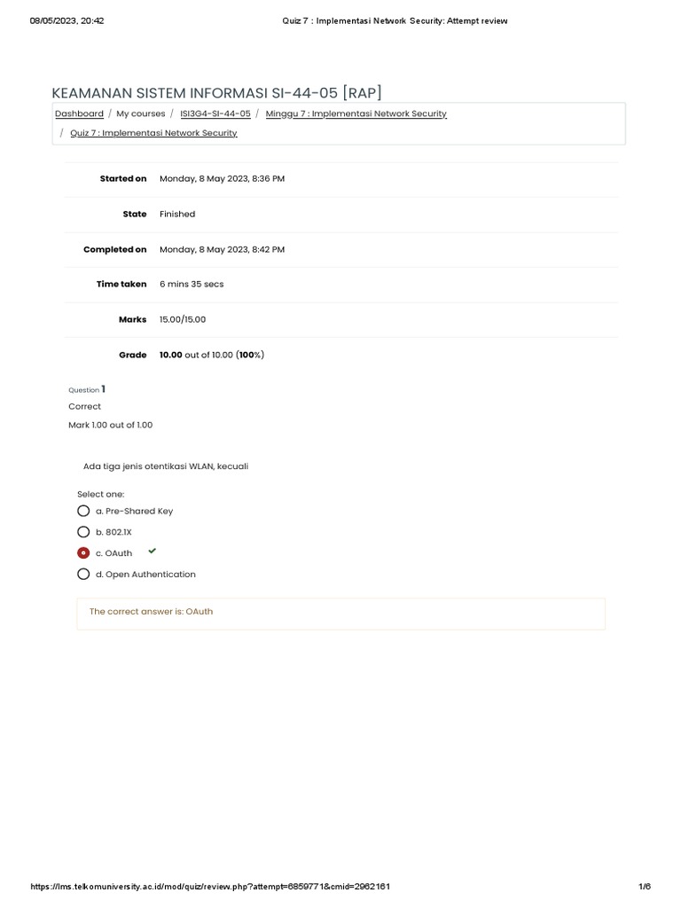Quiz 7 Implementasi Network Security Attempt Review Pdf