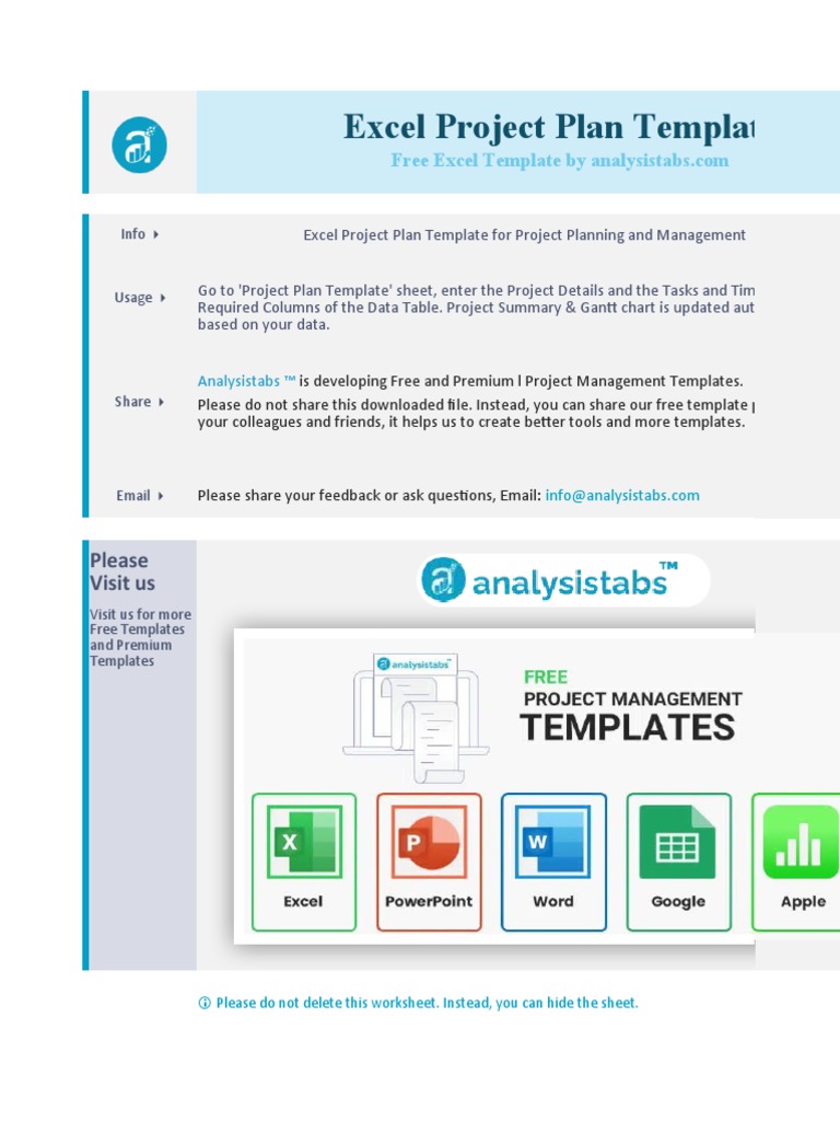 Excel Project Plan Template Analysistabs | PDF