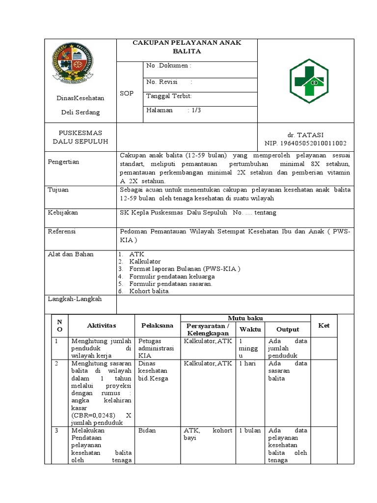 Cakupan Pelayanan Kesehatan Balita | PDF