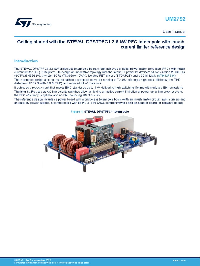 Um2792 Getting Started With The Stevaldpstpfc1 36 KW PFC Totem Pole ... Um2792 Getting Started With The Stevaldpstpfc1 36 KW PFC Totem Pole ...