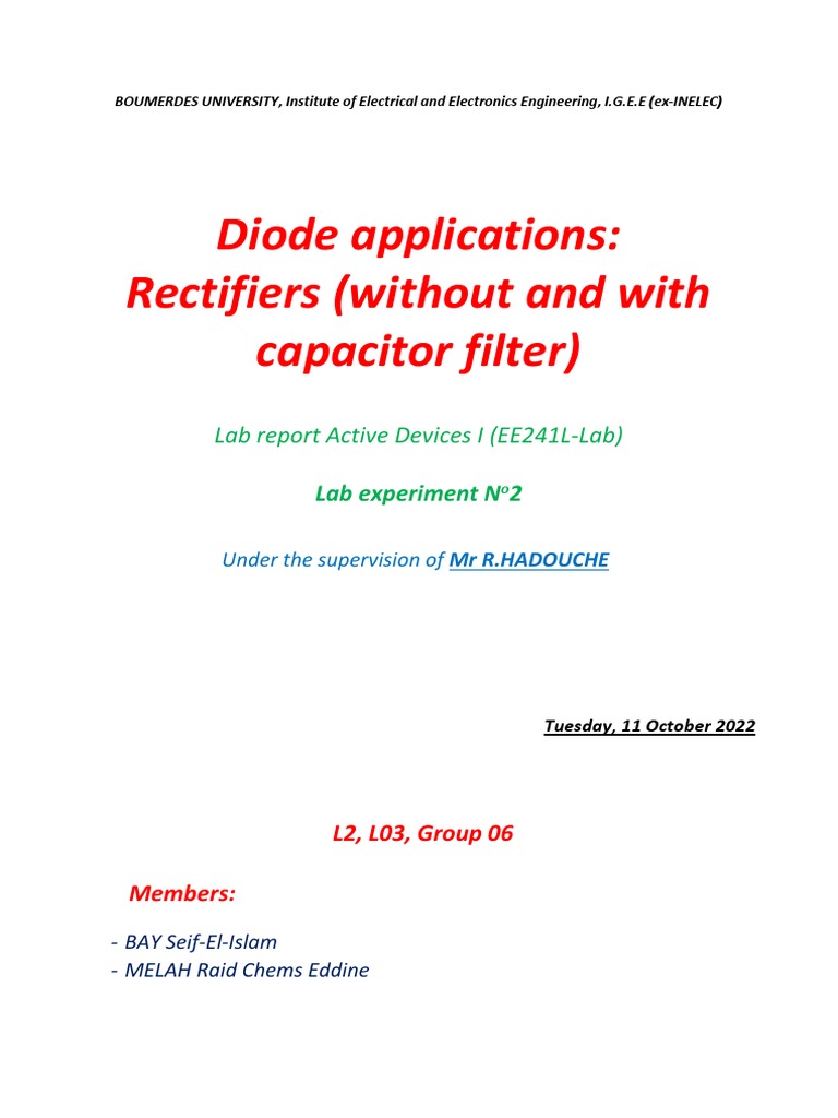 Rectifier Applications in Lab Experiments | PDF | Rectifier | Direct ...