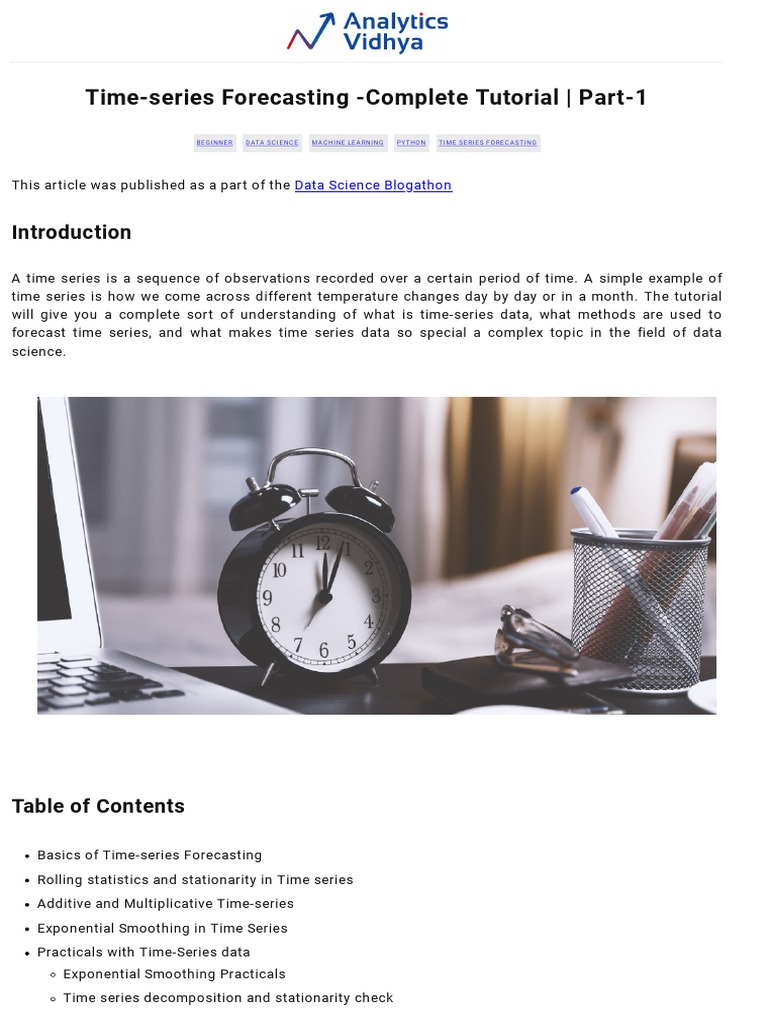 Time Series Forecasting Complete Tutorial Part 1 Pdf