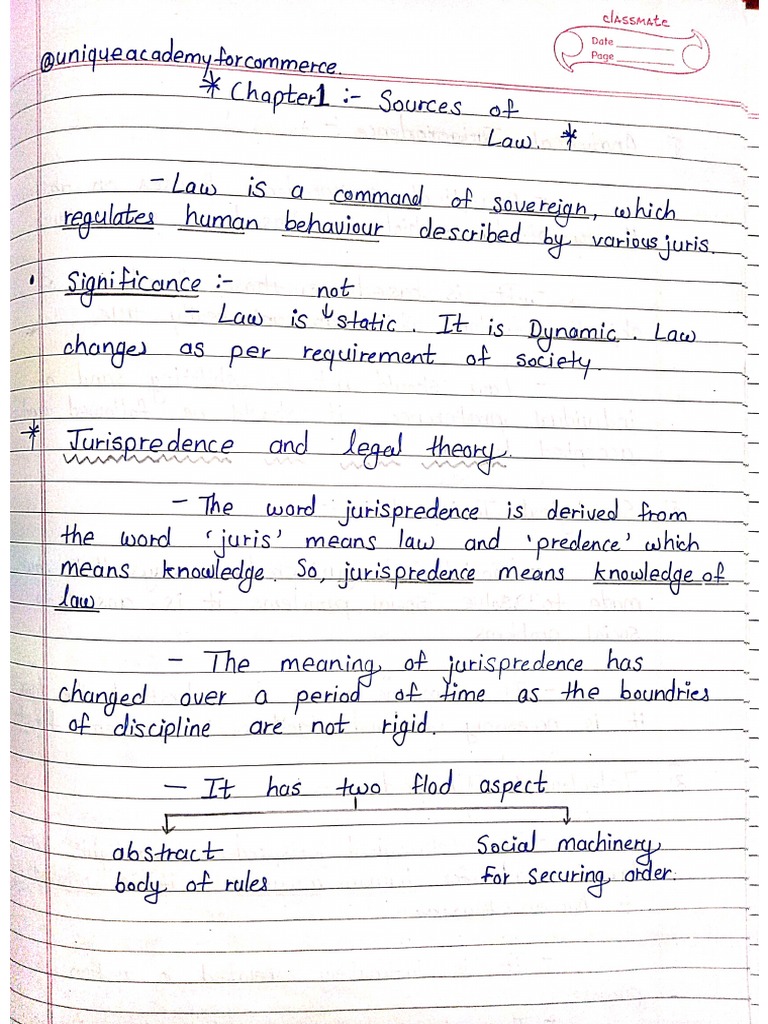 Sources of Law Handwritten Notes | PDF Sources of Law Handwritten Notes | PDF