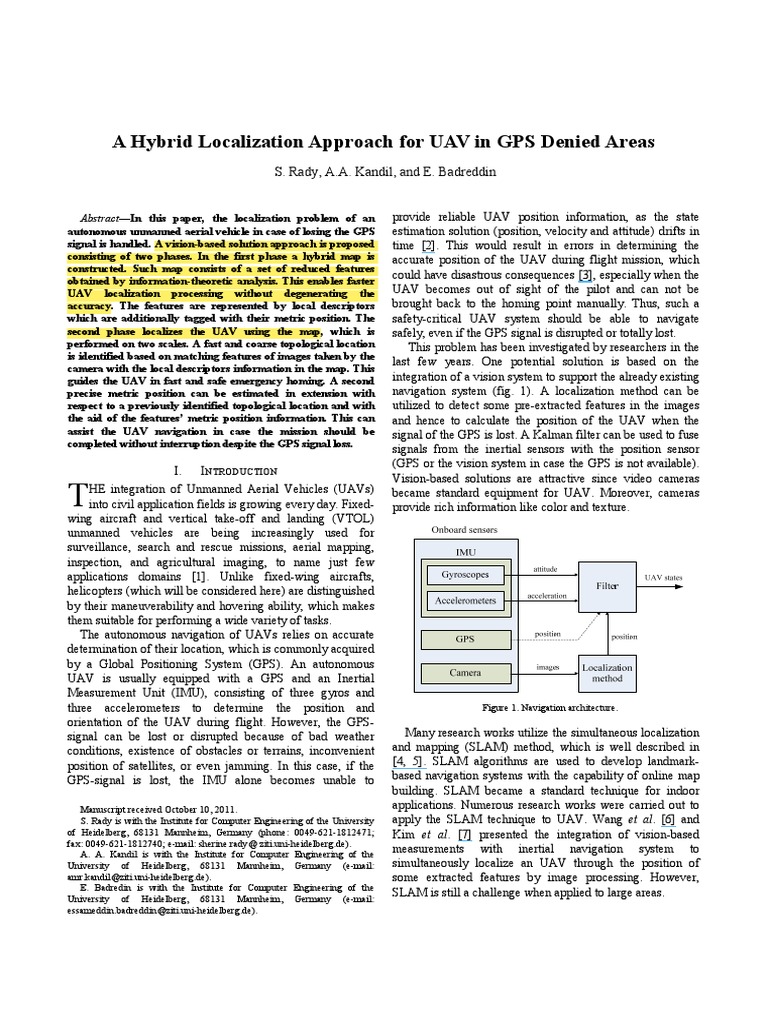 A Hybrid Localization Approach For Uav WITH INSTALLED MAP | PDF ...