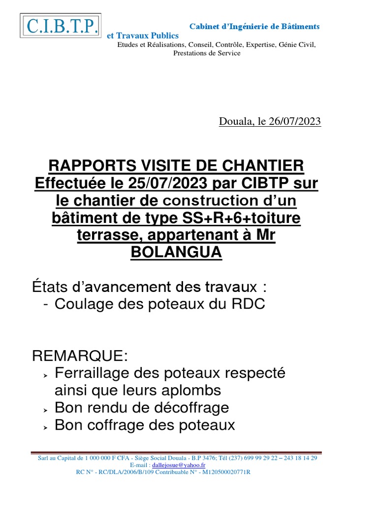 Rapport Visite de Chantier | PDF
