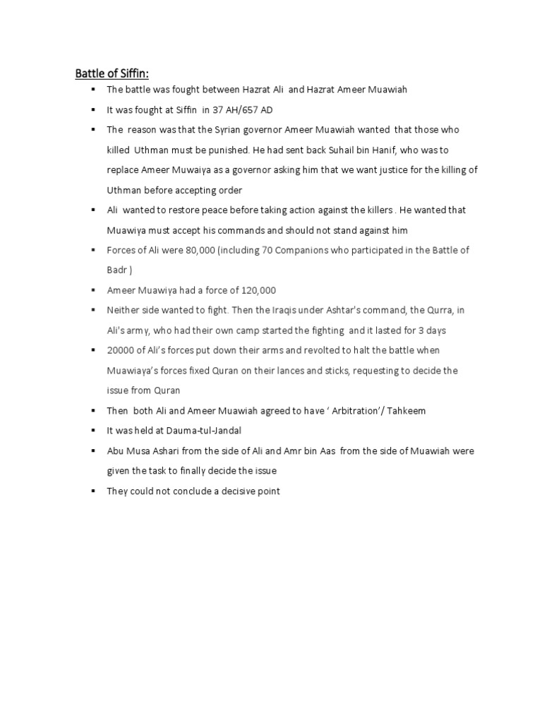 Battle of Siffin | PDF