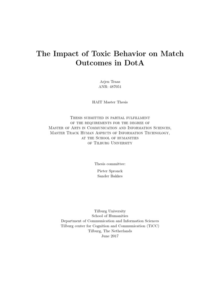 Toxic Behavior's Effect on DotA Matches | PDF | Cyberbullying | Bullying