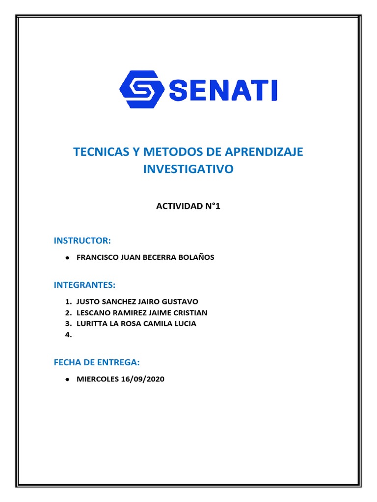 ACTIVIDAD N°1 Tecnicas y Metodo de Aprendizaje | PDF | Aprendizaje | Ciencia cognitiva