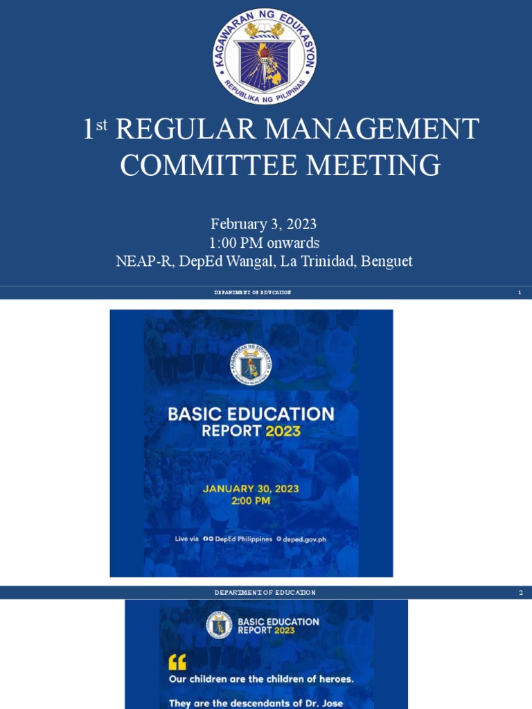 MANCOM - BER 2023 - MATATAG Agenda 1 1 | PDF | Inclusion (Education) | Teachers