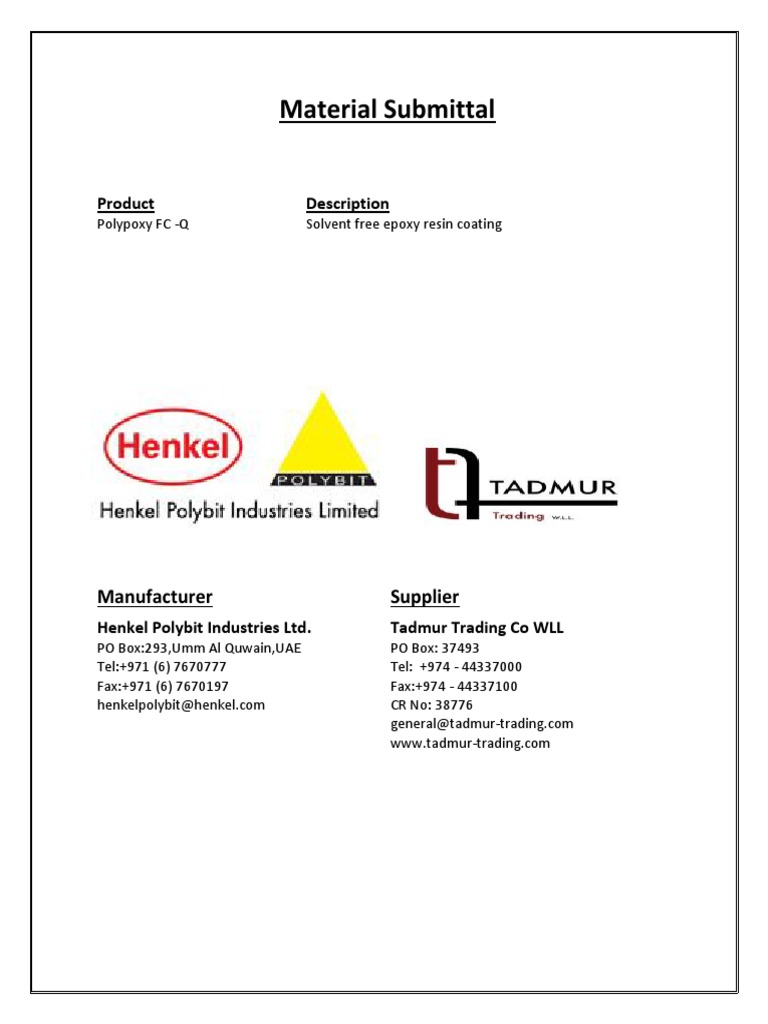 Polypoxy FC-Q - Submittal - With Topcoat | PDF | Epoxy | Concrete