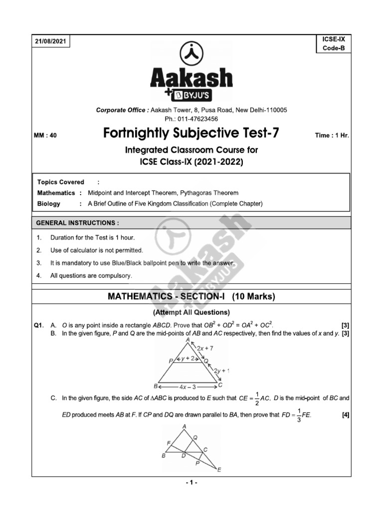 9 Icse FST 7 | PDF