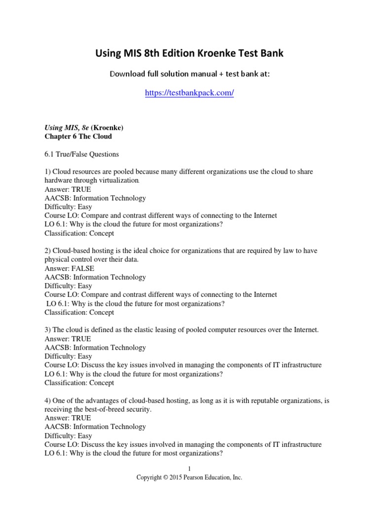 Using MIS 8th Edition Kroenke Test Bank Download | PDF