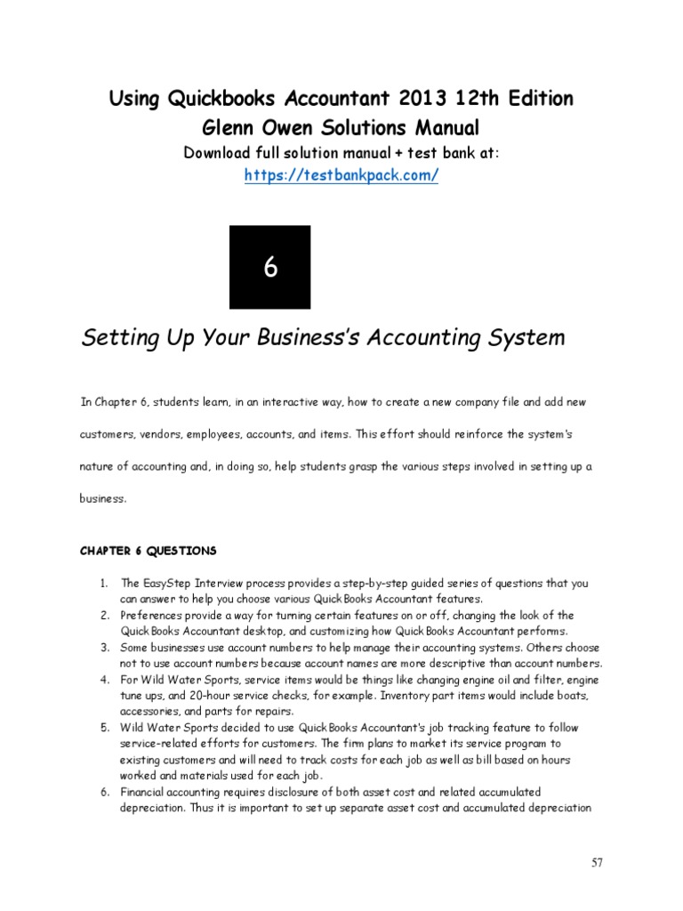 Using Quickbooks Accountant 2013 12th Edition Glenn Owen Solutions ...