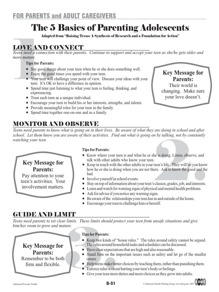 5 Basics of Parenting Adolescents English | PDF
