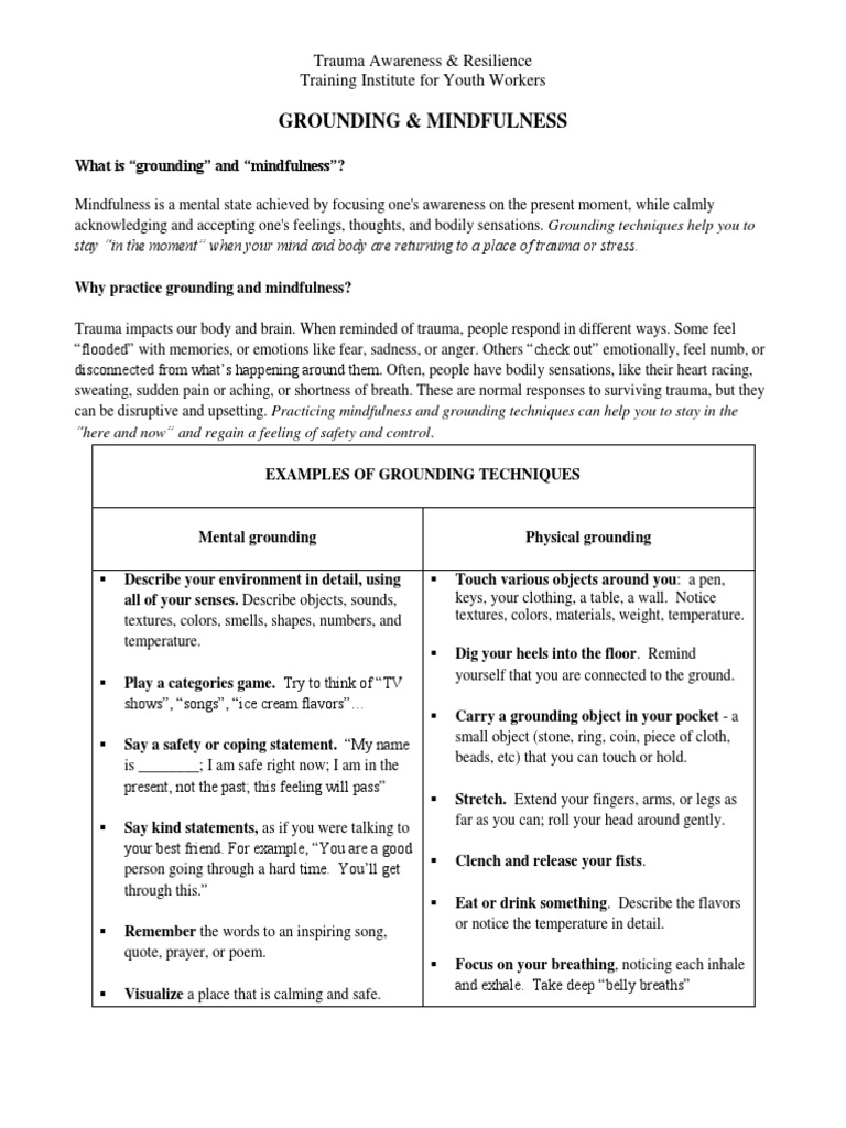 Grounding Mindfulness | PDF | Psychological Trauma | Mindfulness