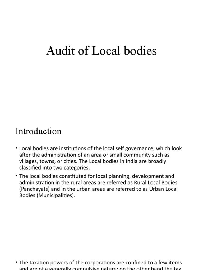 Audit of Local Bodies | PDF | Audit | Internal Control