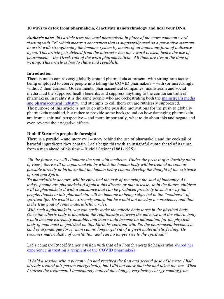 How To Detox From Pharmakeia and Deactivate Nanoparasites | PDF