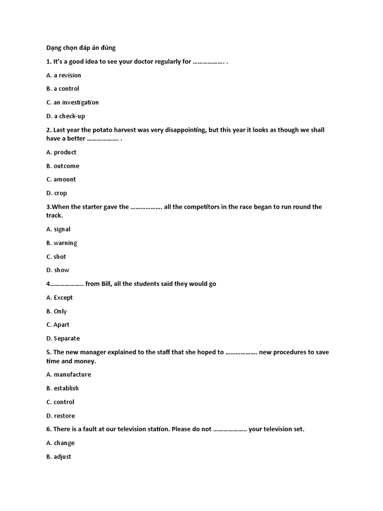 English Multiple Choice | PDF