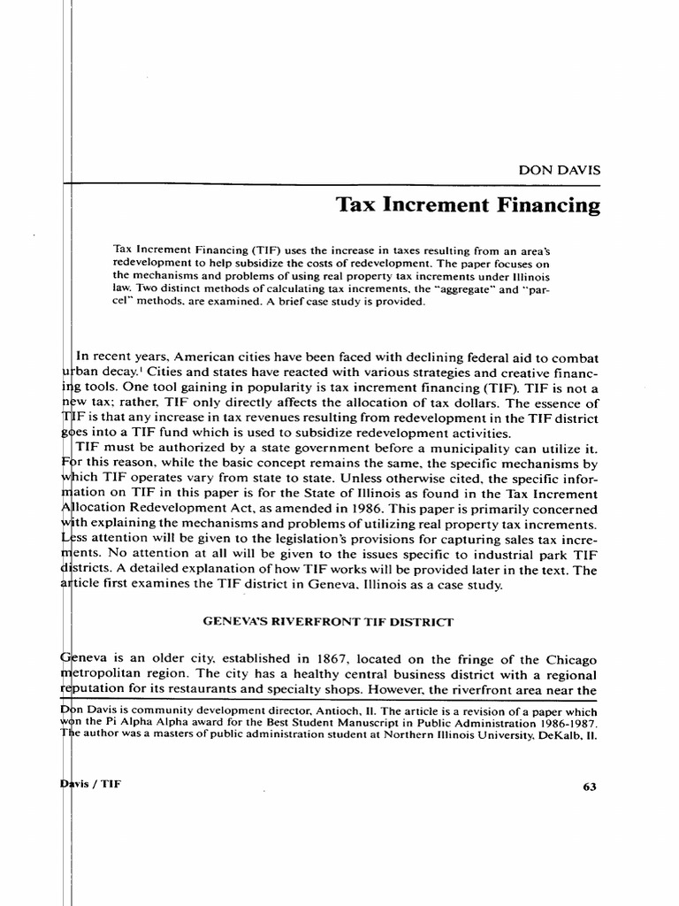 Tax Increment Financing | PDF