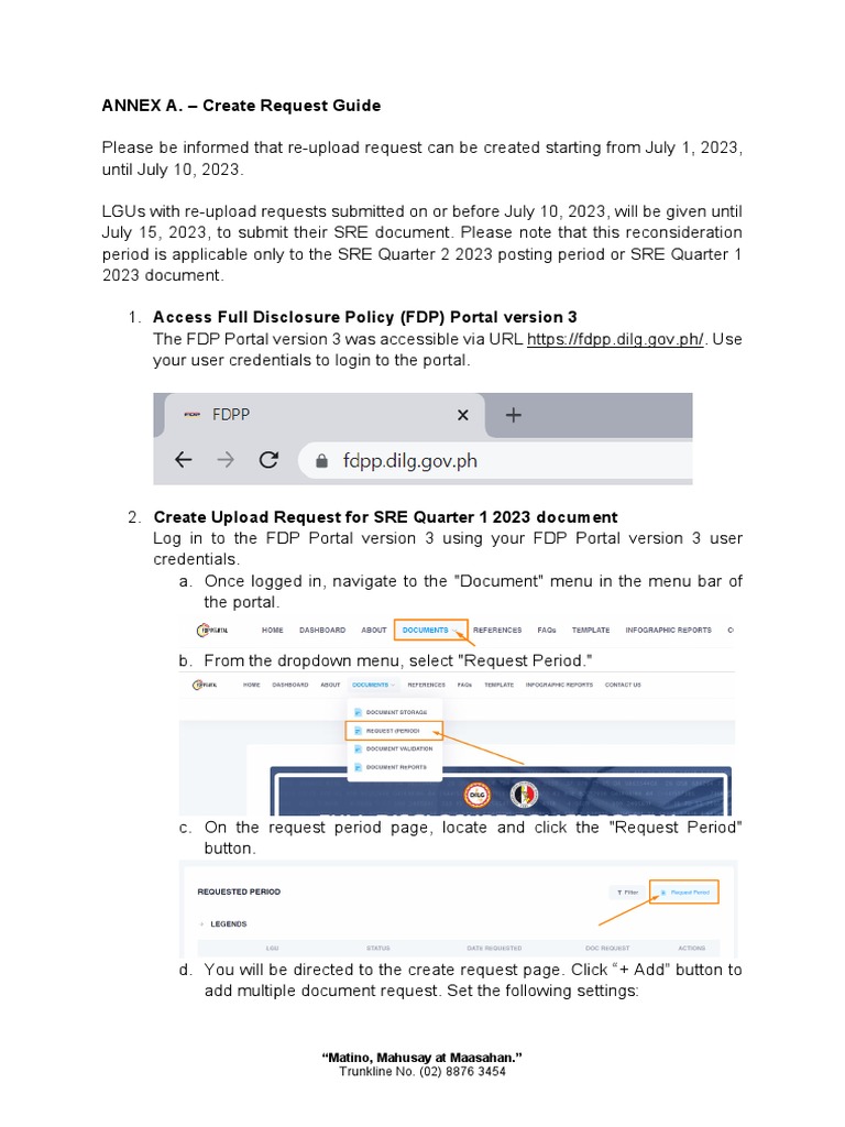 Process for Uplpoading and Reuploading of SRE and SIPB in FDPP Portal Version 3 | PDF
