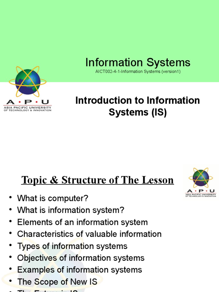 01 Chapter 1 Introduction To Information Systems (Is) | PDF ...