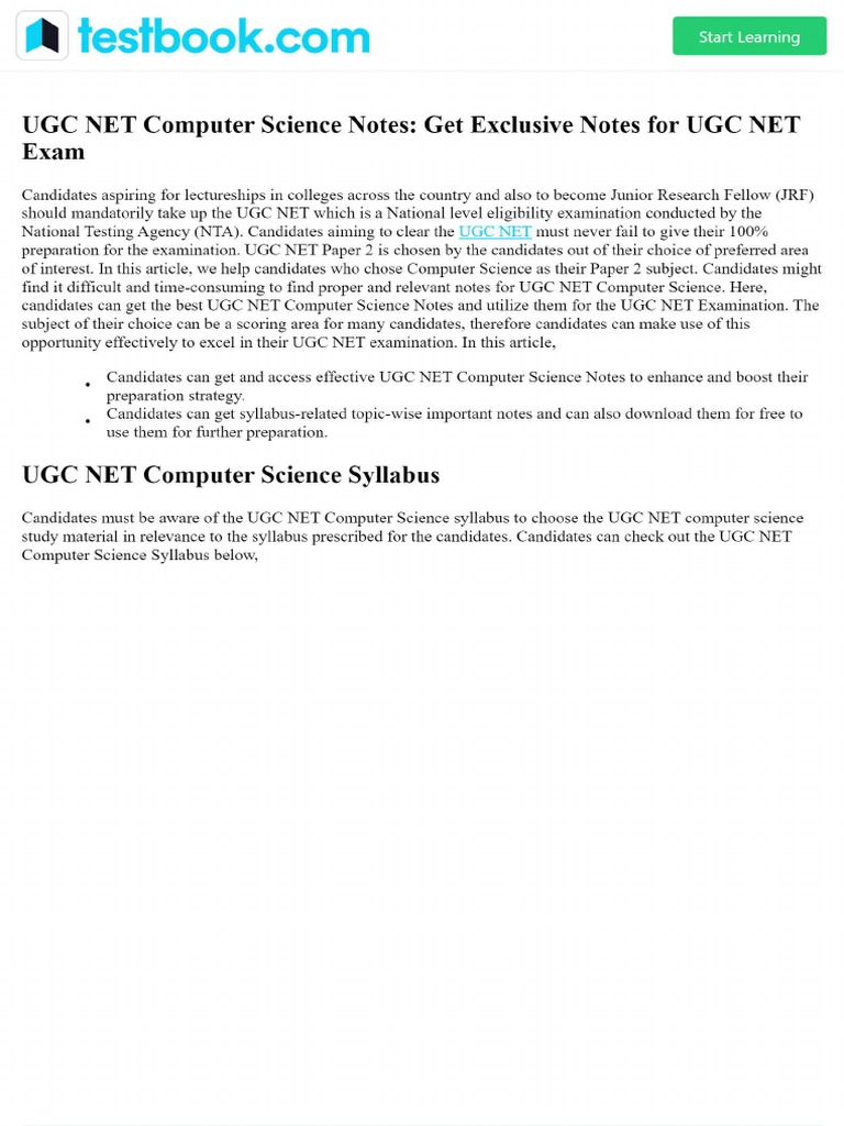 UGC NET Computer Science Notes - Get Exclusive Notes For UGC NET Exam | PDF