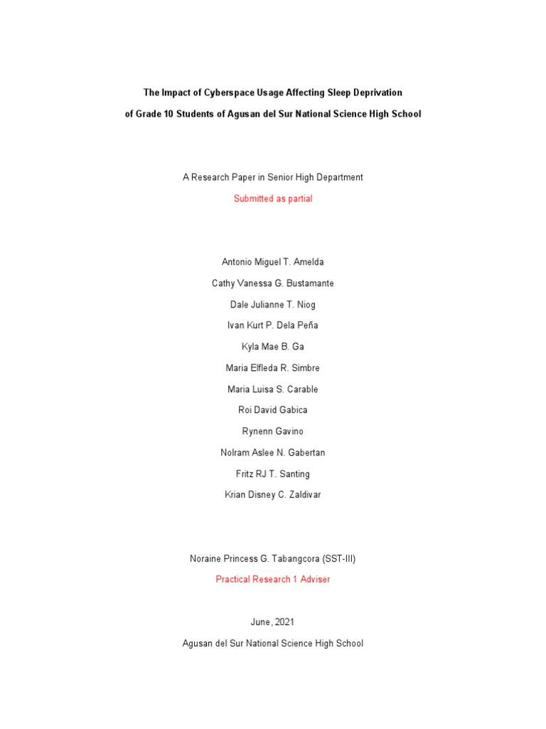 The Impact of Cyberspace Usage Affecting Sleep Deprivation | PDF ...