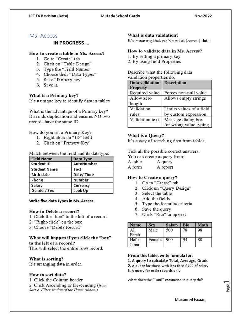 ICT f4 Revision 1-1 | PDF