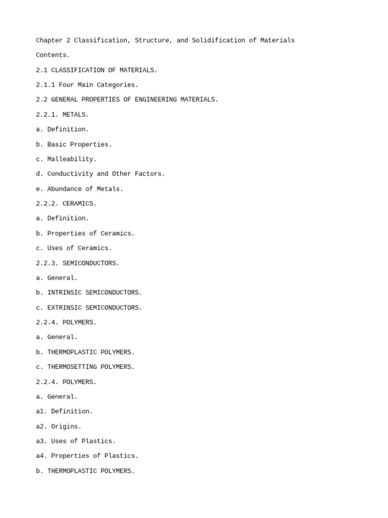 Chapter 2 Classification, Structure, and Solidification of Materials | Download Free PDF ...