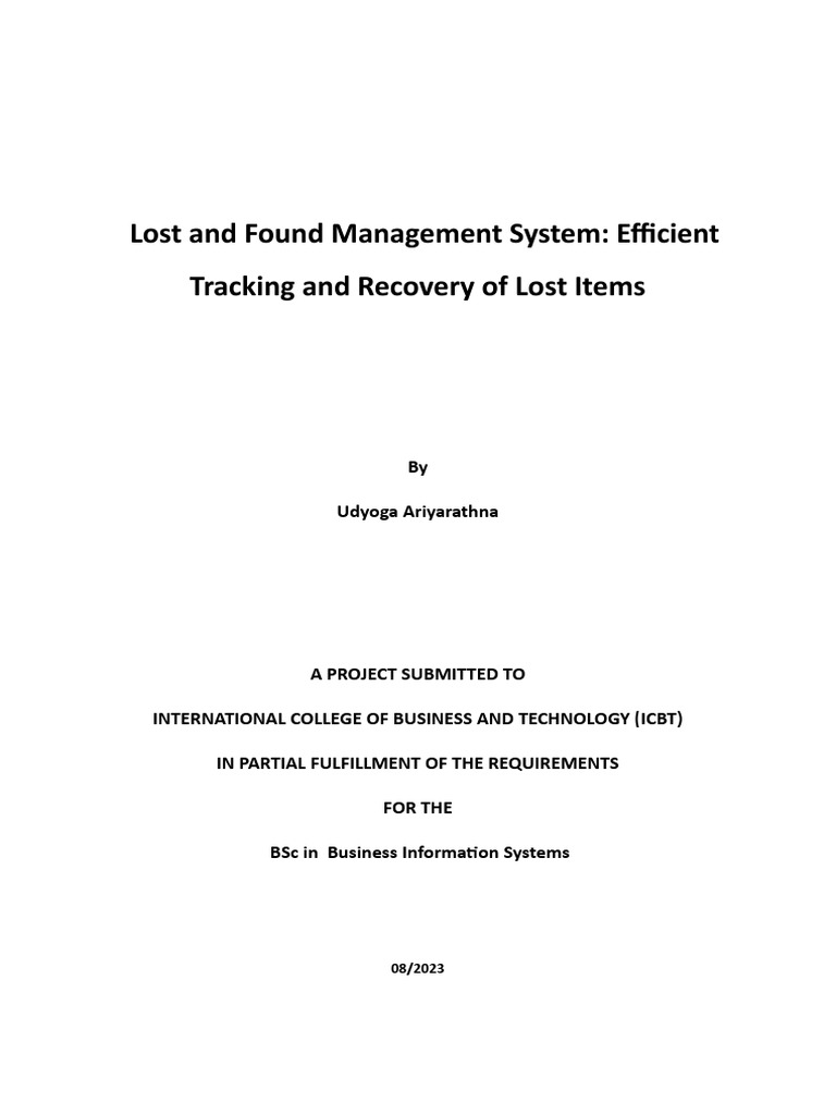 Lost and Found Management System Project Proposal | PDF