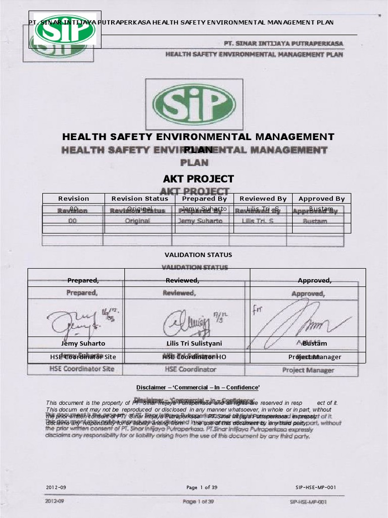 AKT-SIP-SOP-004 SIP Management Plant | PDF | Safety | Employment
