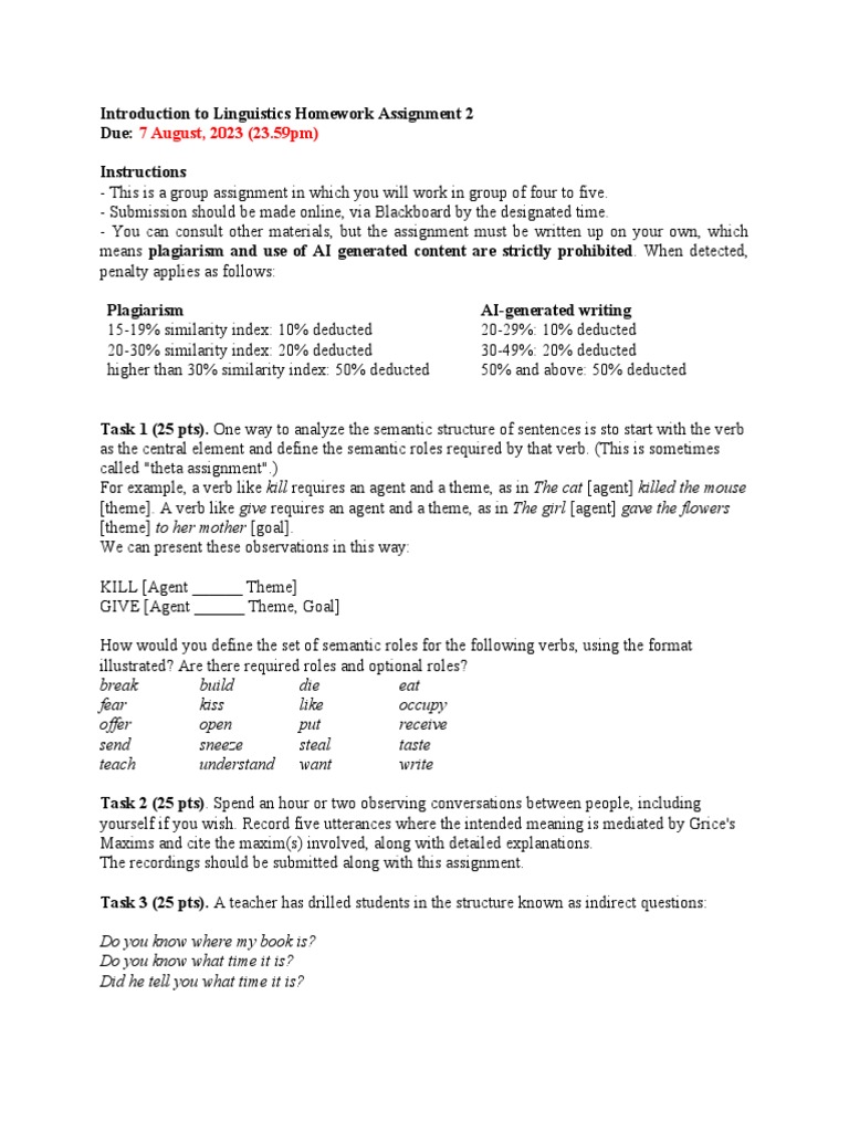 IntroLing HW Assignment 2 (2) | PDF | Language Mechanics | Syntax