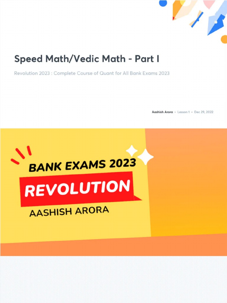 Speed MathVedic Math Part I No Anno | PDF