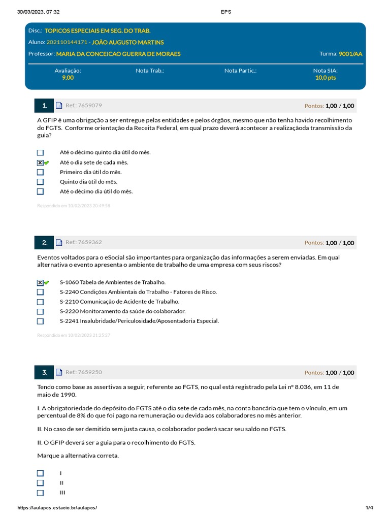 Prova de Topicos Especiais em Seg. Do Trab. 2 | PDF