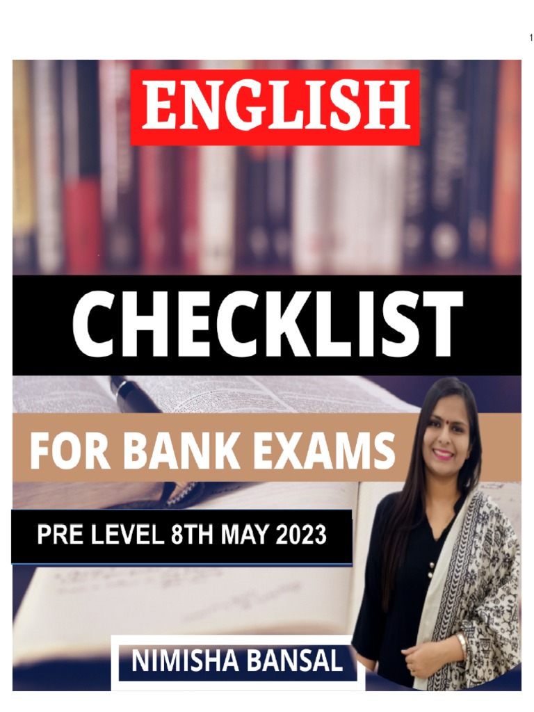 ENGLISH PRE LEVEL CHECKLIST BY NIMISHA MAM 8th JUNE 2023 Docx | PDF