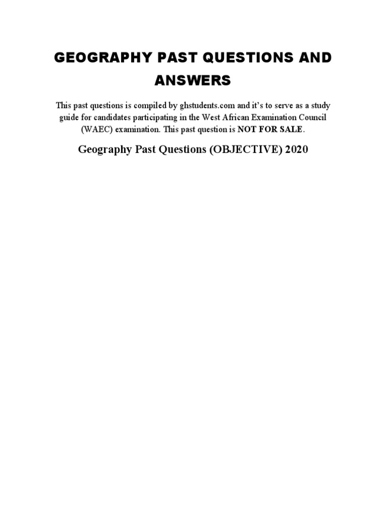Geography Past Questions and Answers | PDF